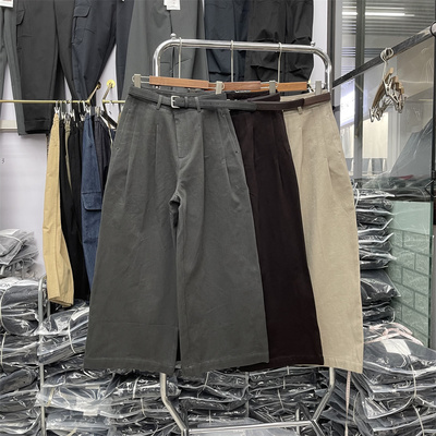 T-PLATEORM83310冬款新品简洁时尚宽松高腰九分植绒阔腿裤