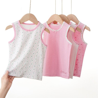 跨境女童碎花背心A类圆领