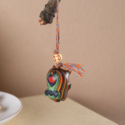 彩虹木趴趴猪编织挂件文玩吊坠