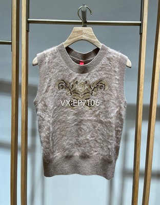高级系列羊绒水洗拉毛圆领旋转牡丹珠片针织背心 EPJIG9002A-4299