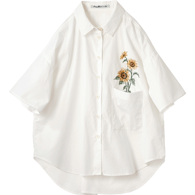 Sunnyclouds女式纯棉落肩衬衫