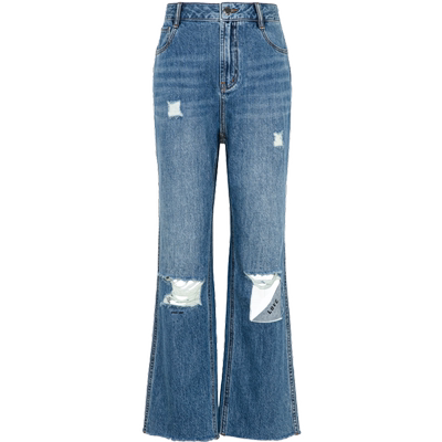 xg雪歌直筒长裤高腰破洞