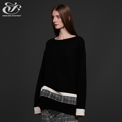 immune system免疫系统 拼接宽松休闲舒适亲肤长袖卫衣