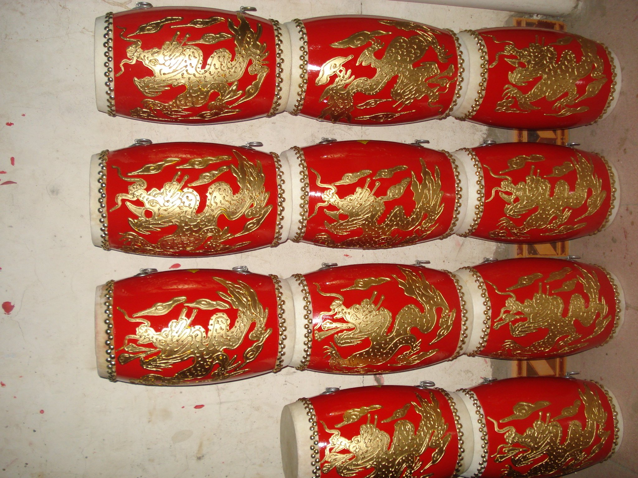 12CM14CM15CM龙腰鼓 金色龙鼓 头顶鼓 工艺腰鼓 扁鼓 堂鼓 牛皮鼓