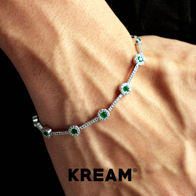 KREAM 满钻绿钻手链男欧美潮流嘻哈女精致百搭礼物