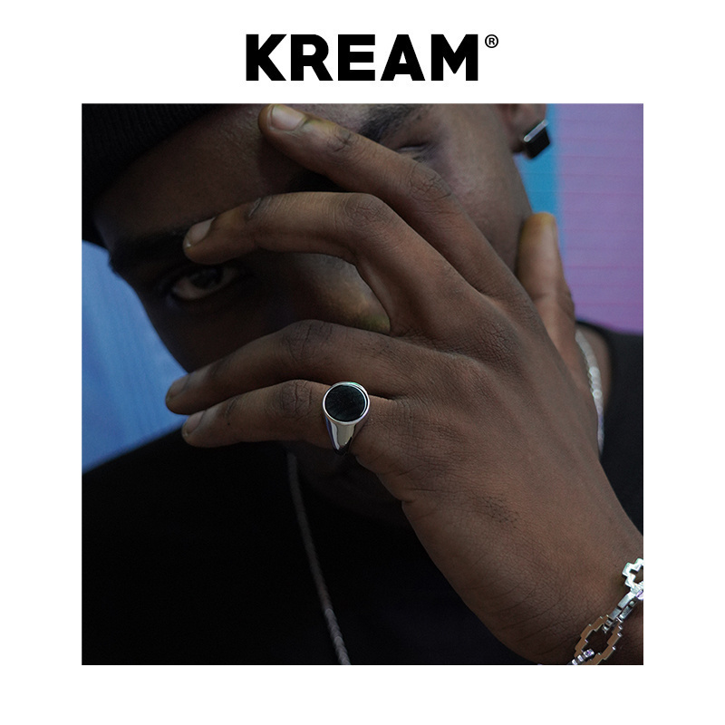 KREAM S925 Enamel Ring纯银玛瑙戒指男嘻哈女简约ins风格_虎窝淘