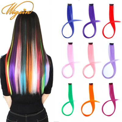 WIGSIN Synthetic Long Straight Hair Extension Rainbow Colorf