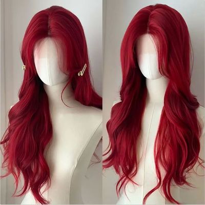 HENRY MARGU Red Synthetic Wigs Long Body Wavy Wig Natural Ha