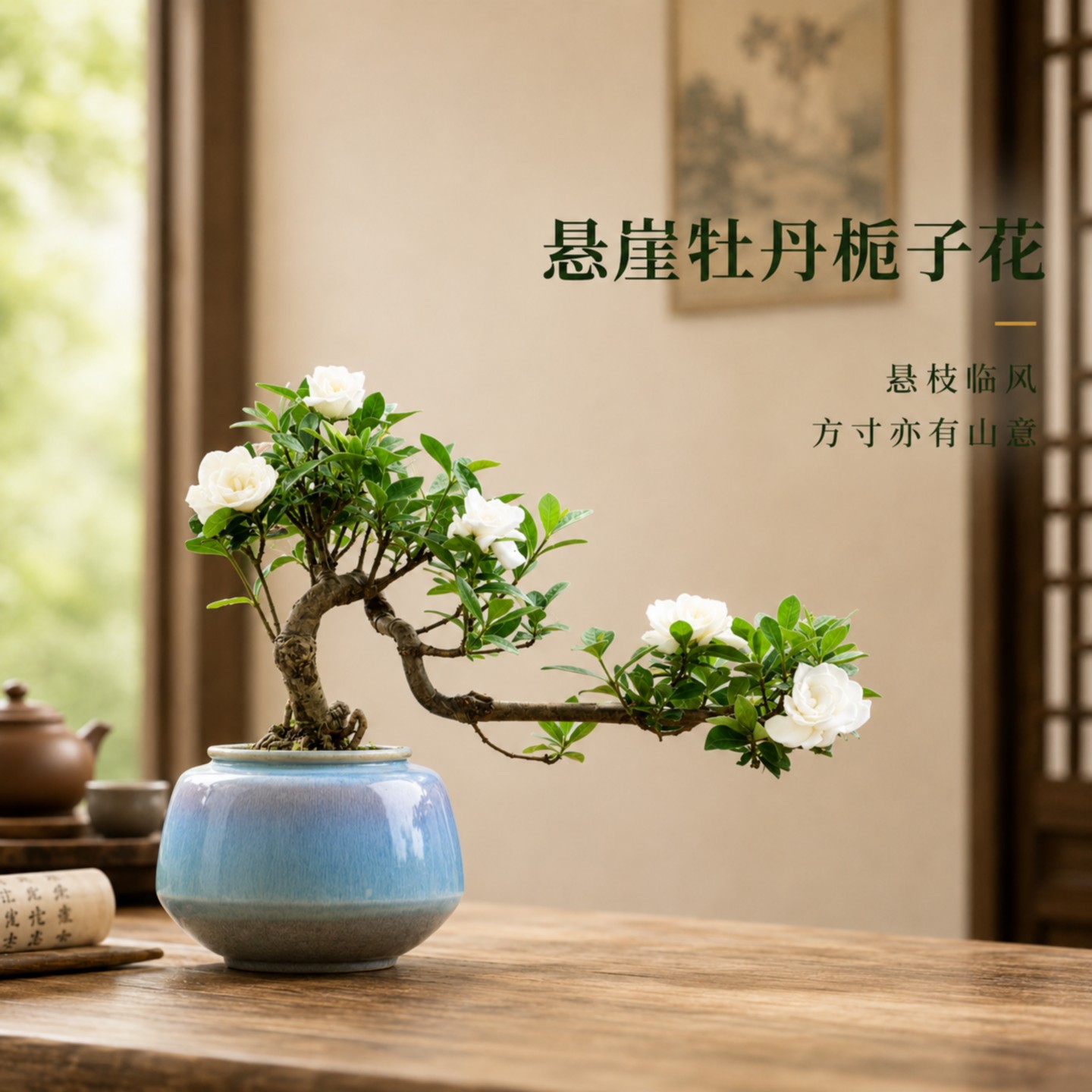 悬崖浓香型牡丹栀子花室内花卉绿植盆景装饰植物