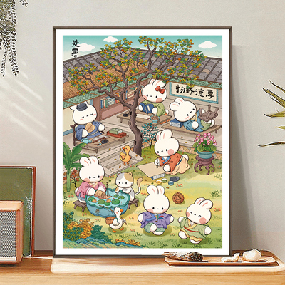 皇室蒙娜丽莎处暑兔新品十字绣