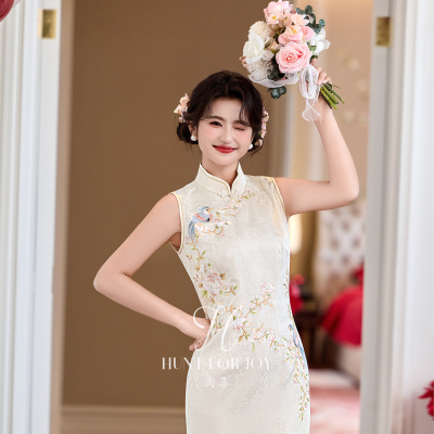绝美新中式新娘订婚旗袍领证登记