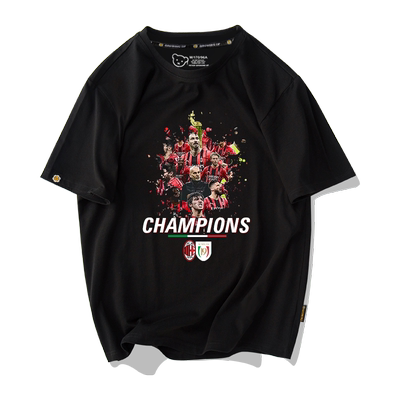 AC米兰红黑军团意甲19冠纪念t恤