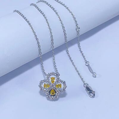 高版本hw loop四叶草项链女莫桑钻925银镀18K珠宝首饰定制