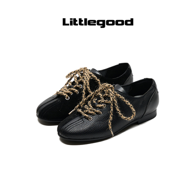 【新品折扣】littlegood复古风休闲单鞋女2025冬季新款浅口小皮鞋