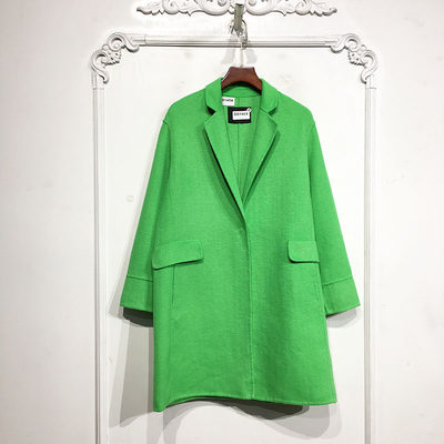 潮系列 D81404 时尚长款双面呢毛呢外套品牌女装折扣颦