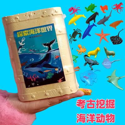 考古挖掘玩具12只海洋动物