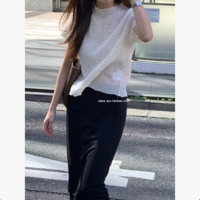 class韩国直邮1040125 OUNCE 韩代2026款  木耳边褶皱T