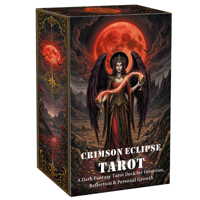 红色月亮塔牌 Crimson Eclipse Tarot天地盖 12x7CM 英文卡牌游戏