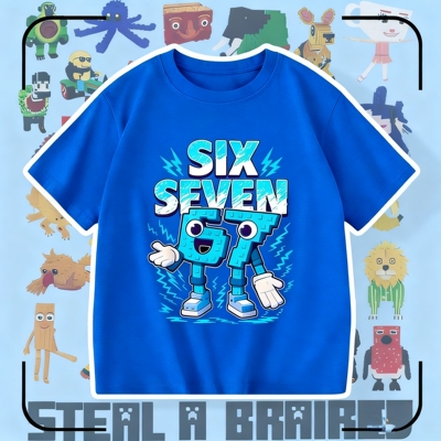 跨境游戏Steal a Brainrot 67号偷走脑红山海经短袖T恤男女童上衣