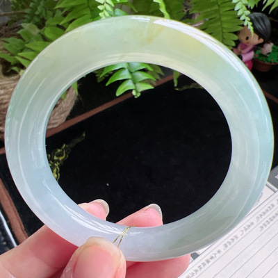 圆条51圈口缅甸天然A货老坑种玉镯平洲翡翠手镯精选编号047D0310E