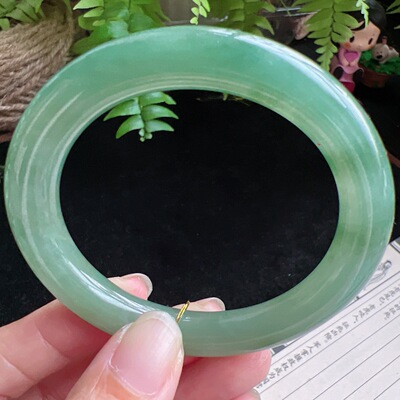 贵妃55圈口缅甸天然A货老坑种玉镯平洲翡翠手镯精选编号059D0424E