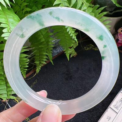 圆条59圈口缅甸天然A货老坑种翡翠手镯玉镯子平洲翡翠手镯精选047