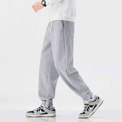 PKL 春夏重磅320g卫裤男束脚休闲长裤针织休闲运动裤子简约哈伦裤