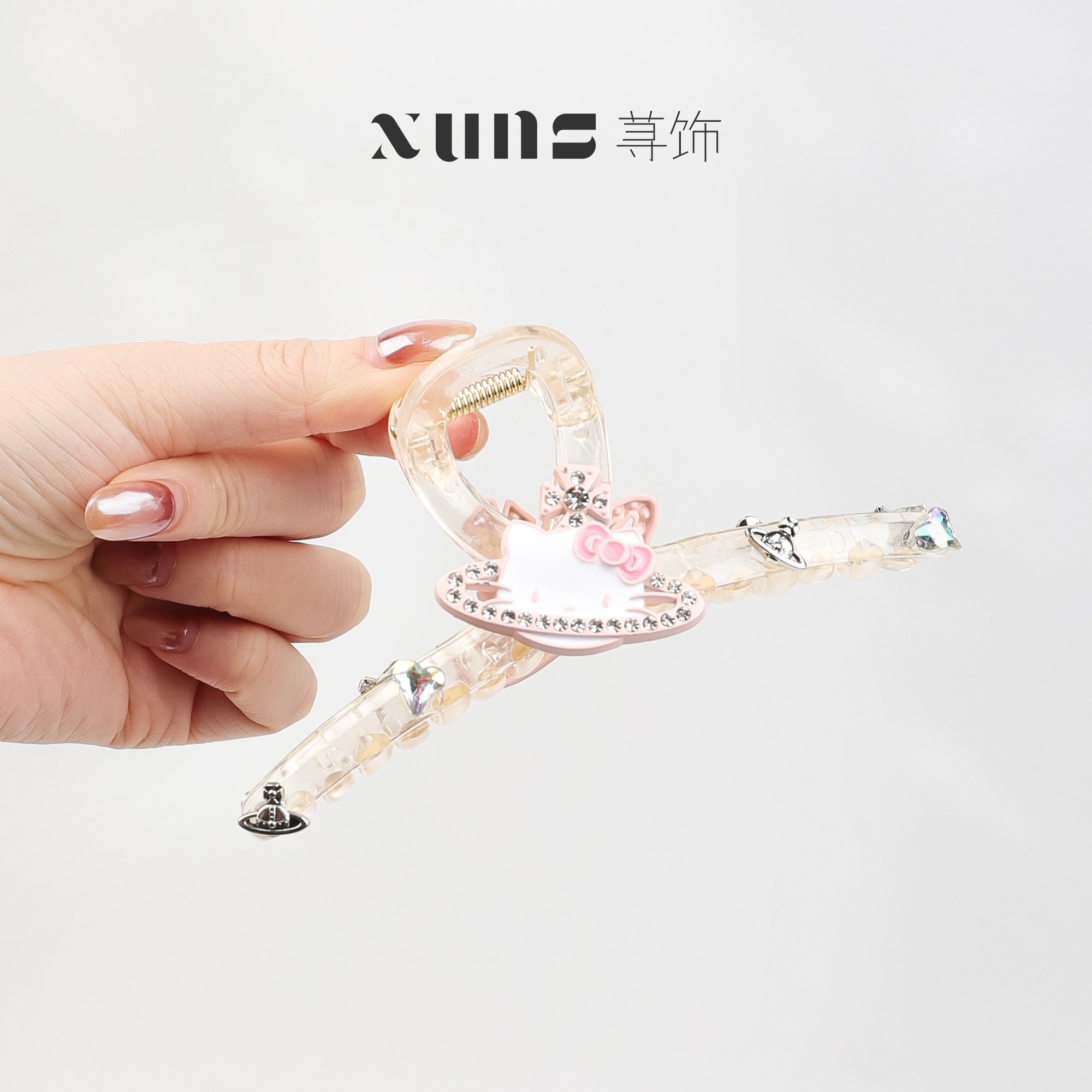 韩版高品质抓夹女土星kitty猫发夹后脑勺高级感盘发大号鲨鱼夹子