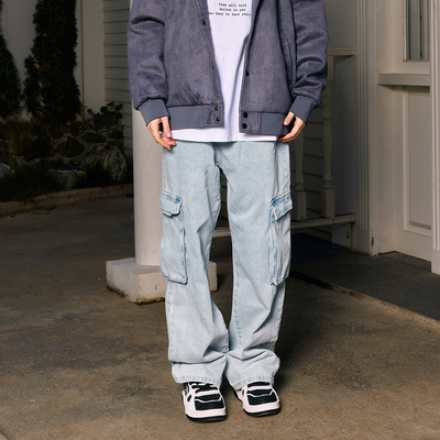 yorainbow潮牌直筒大口袋工装裤