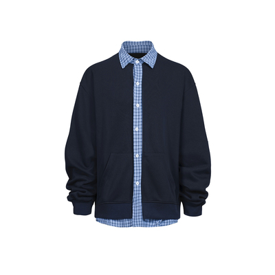 YORAINBOW高级感格子衬衫男秋季假两件卫衣老钱风长袖外套女polo