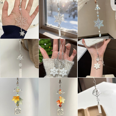 水晶雪花圣诞树情侣手机链钥匙扣