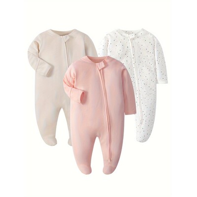 L 39641 Baby Footed Romper Long Sleeve Zipper 婴儿连体衣