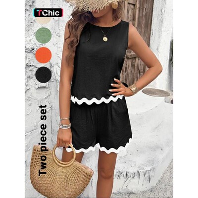 Womens Tank Top Shorts TwoPiece Set Casual Sleeveless Top