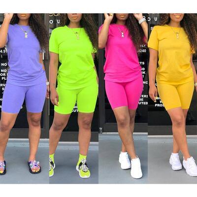Biker Short Sets Women Outfits Summer Short Sleeve Jogger