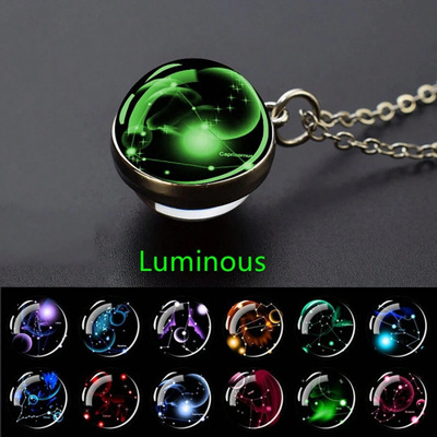 B 54928 Luminous crystal zodiac keychain 夜光水晶十二星座钥