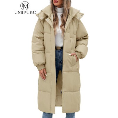Women's long quilted jacket winter thick warm down jacket