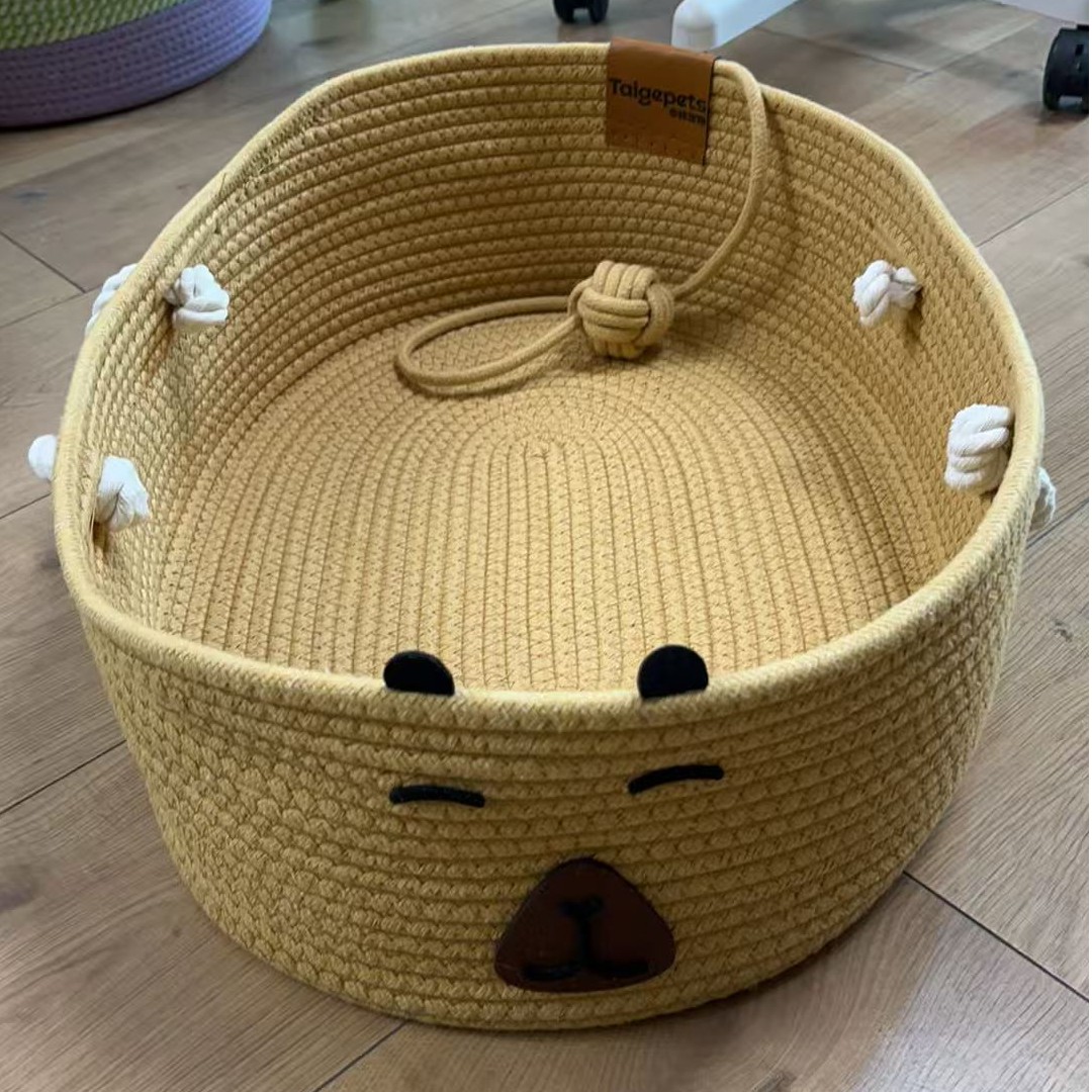 卡皮巴拉藤编猫窝耐抓咬可水洗隔湿防潮