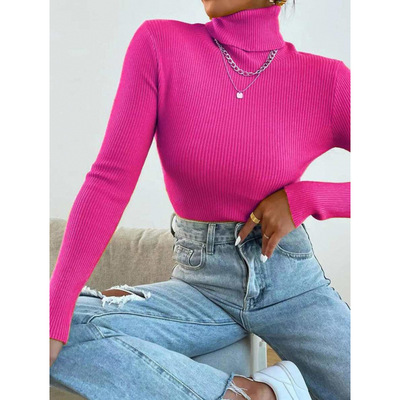 E 65447 Women's turtleneck knit top 女士高领针织衫跨境速