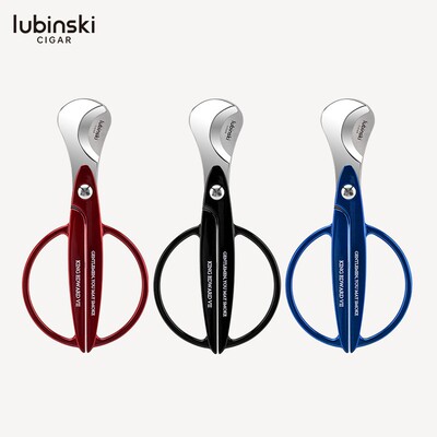 LUBINSKI鲁宾斯基 手柄式全不锈钢雪茄剪 搭配牛皮护套 YJA-30024