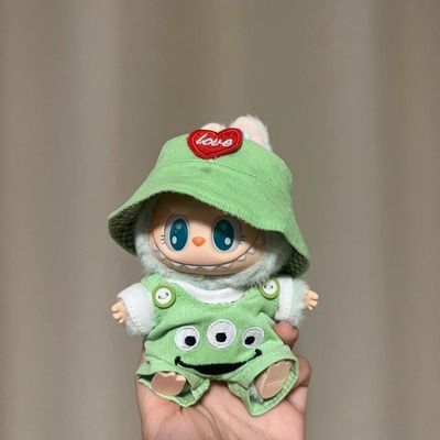 拉bubu新品17cm娃衣“绿三眼怪”换装衣服套装一二三代背带裤可爱