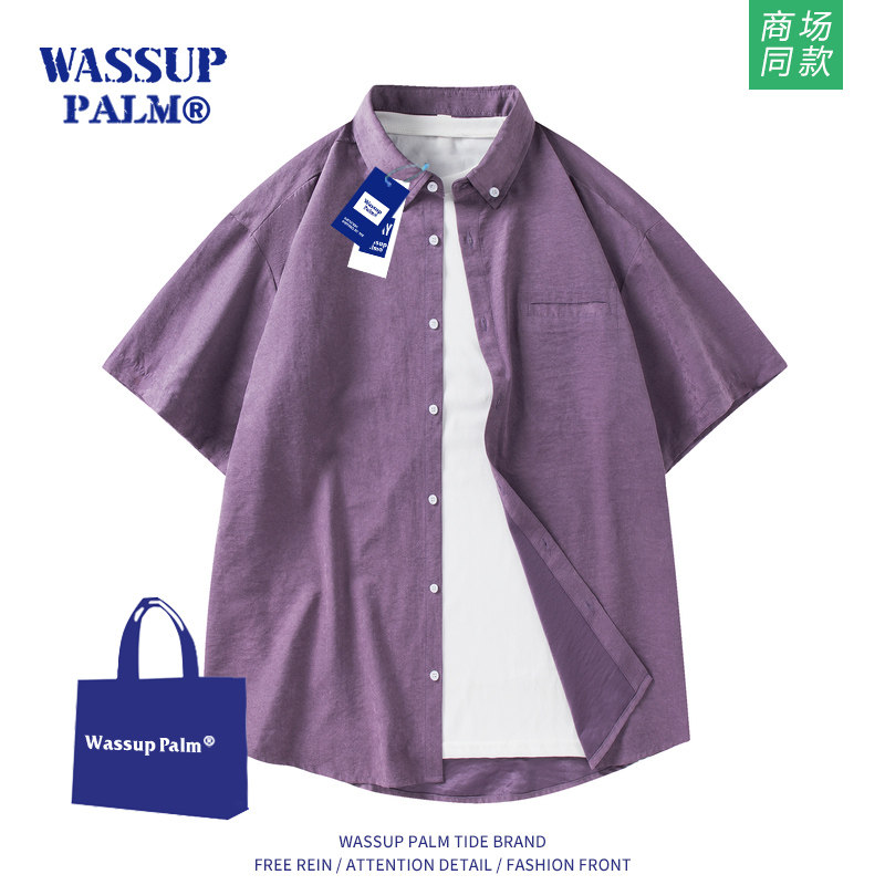 WASSUP PALM短袖衬衫男款2026新款夏季翻领日系宽松休闲衬衣外套