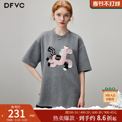 dfvc时尚休闲中长款圆领短袖T恤