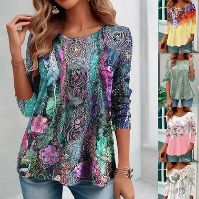 Women's digital printed long sleeved T-shirt数码印花长袖t恤