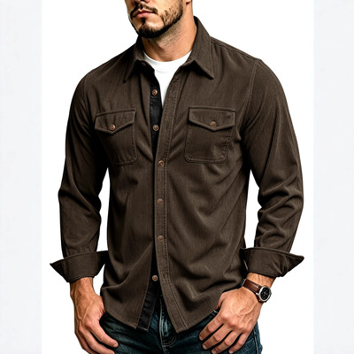 Large size corduroy casual workwear shirt灯芯绒休闲工装衬衫