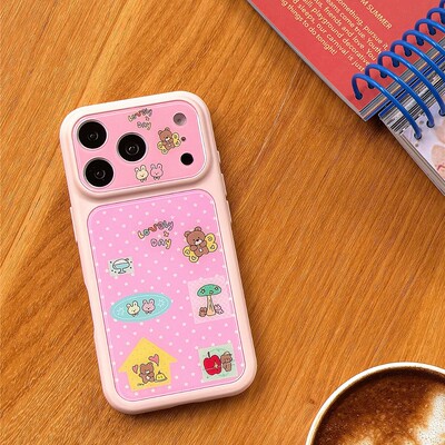 Hinlucky韩系粉底星星小熊贴图适用苹果17手机壳iphone16promax大