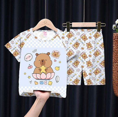 2026 卡皮巴拉 capybara周边短袖上衣短裤子夏季睡衣服男孩女童装