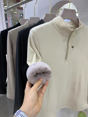 蔓美人207加厚女外穿内搭半拉链立领T恤长袖磨绒保暖香之约5207