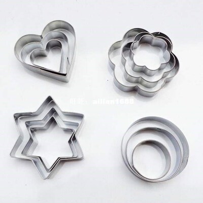 12PCS/lot Stainless Star/Heart/Flower Cookie Cutter Shape Ca