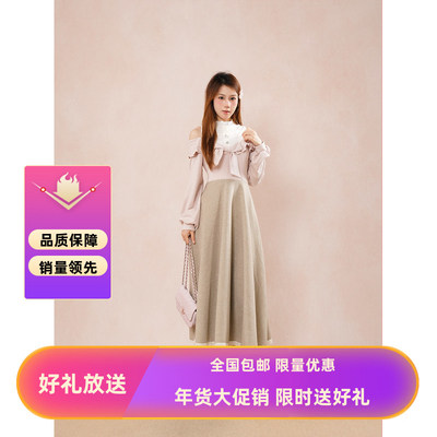 甜薰子 清楚系恋爱穿搭日系秋日少女氛围感收腰长裙子拼色连衣裙