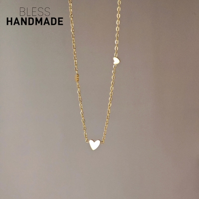 日系甜美爱心链美国14K包金锁骨链项链女不规则爱心形欧美不褪色